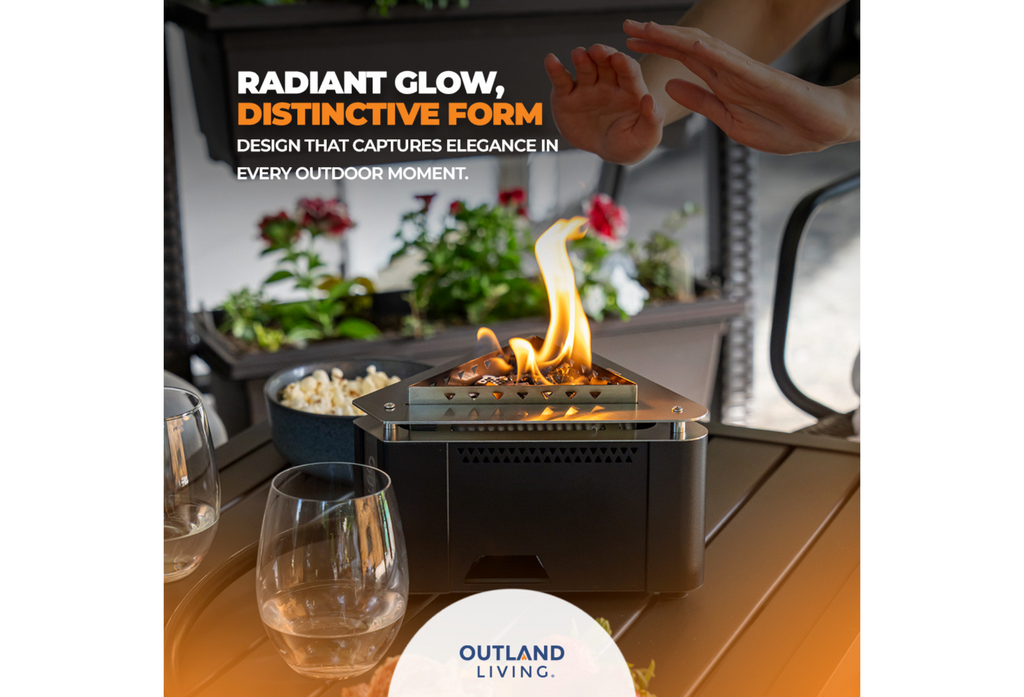 Outland Living Delta Propane Tabletop Fire Pit | Triangle Mini Gas Flame